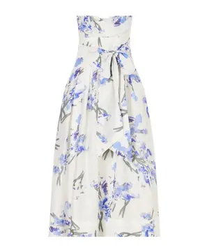 Rebecca Vallance Floral Strapless Midi Dress
