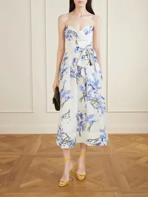 Rebecca Vallance Floral Strapless Midi Dress