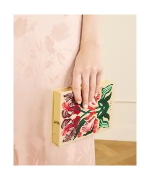 OLYMPIA LE-TAN Tulip Embroidered Canvas Clutch