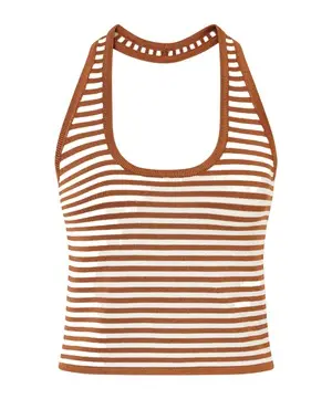 Calle Del Mar Halterneck Striped Knitted Top - No