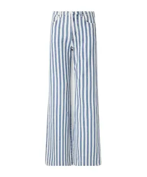 Veronica Beard Striped High-rise Wide-leg Jeans