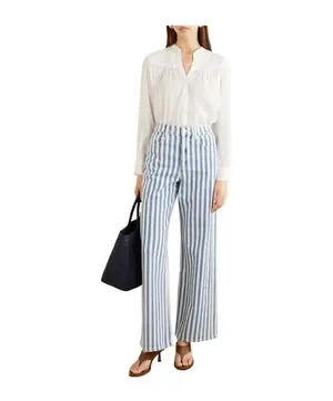 Veronica Beard Striped High-rise Wide-leg Jeans