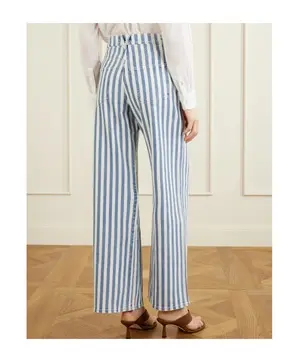 Veronica Beard Striped High-rise Wide-leg Jeans