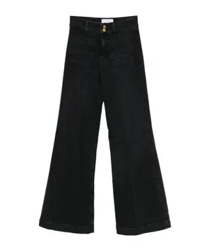 THE SEAFARER Patch-pocket Wide-leg Jeans - Black