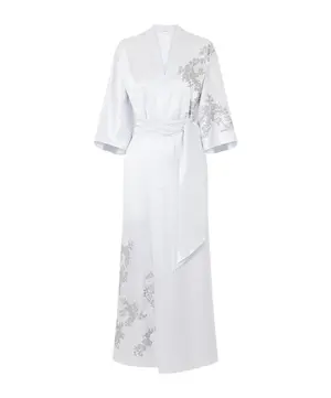 Carine Gilson Lace-appliqué Silk-satin Robe - No