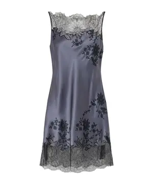 Carine Gilson Lace-embroidered Silk-satin Mini Dress - Gray