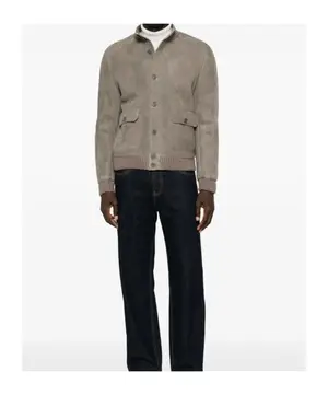 SALVATORE SANTORO Suede Ribbed-trim Jacket