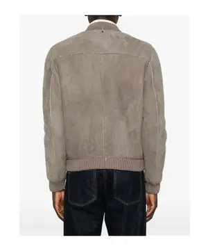 SALVATORE SANTORO Suede Ribbed-trim Jacket