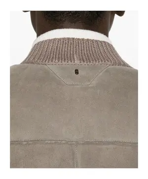 SALVATORE SANTORO Suede Ribbed-trim Jacket