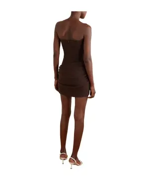 Alex Perry Strapless Draped Crepe Mini Dress