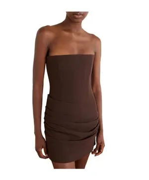 Alex Perry Strapless Draped Crepe Mini Dress