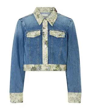 ALEMAIS Printed Denim Jacket - Blue