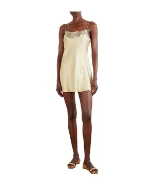 Carine Gilson Lace-trimmed Silk-satin Slip