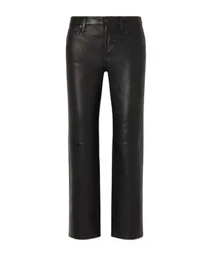 FRAME Low-rise Straight-leg Leather Pants - Black