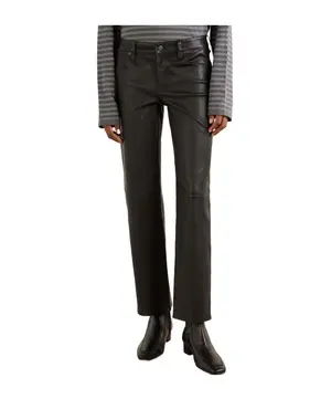 FRAME Low-rise Straight-leg Leather Pants