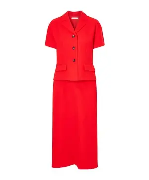 EMILIA WICKSTEAD Wool-crepe Midi Dress - Red