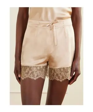 Carine Gilson Lace-trimmed Silk-satin Shorts