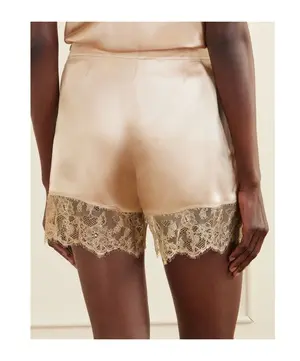 Carine Gilson Lace-trimmed Silk-satin Shorts