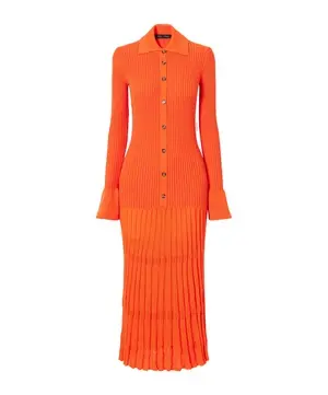 Proenza Schouler Rosario Ribbed Stretch Wool-blend Maxi Dress - Orange