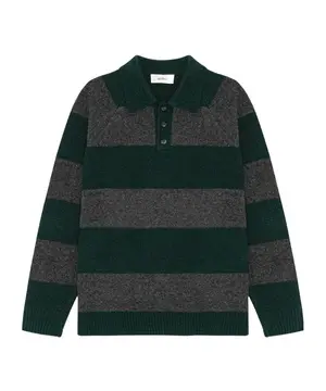 LES DEUX Striped Knit Top - Green