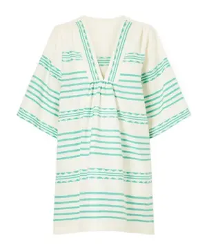 LEMLEM Striped Cotton Caftan - White