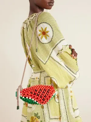 ALEMAIS Multicolor Woodenbead Woven Crossbody Bag