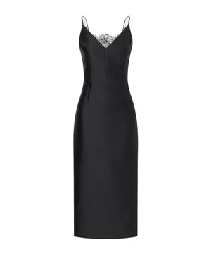 EMILIA WICKSTEAD Manolo Blahnik Libera Lace-trimmed Cady Midi Dress - Black