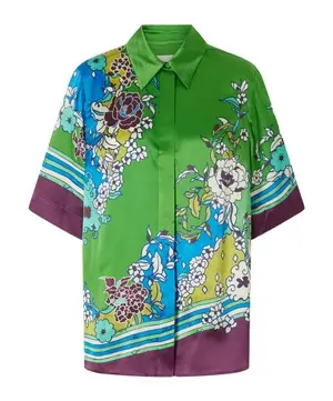 ALEMAIS Nanci Printed Silk-satin Shirt