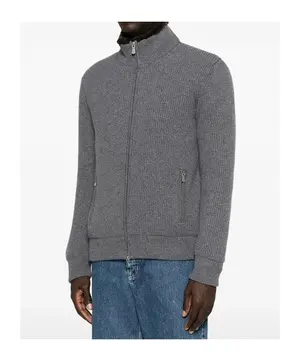 BARBA NAPOLI Fur-trim Ribbed-knit Jacket