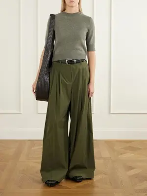 Le Kasha Greygreen Cropped Knit Top