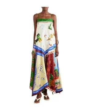 ALEMAIS Silk-twill Midi Dress