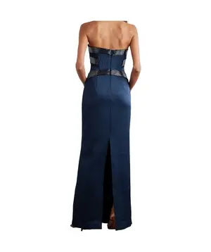 Rebecca Vallance Strapless Bead-embellished Satin Gown