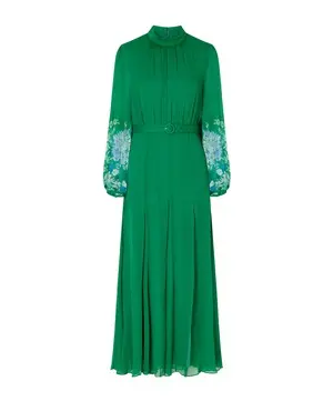 Saloni Jacqui D Belted Flower-printed Silk-chiffon Midi Dress - No