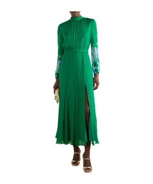 Saloni Jacqui D Belted Flower-printed Silk-chiffon Midi Dress - No