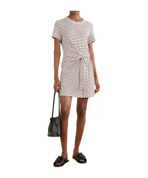 Veronica Beard Striped Knotted Jersey Mini Dress - No
