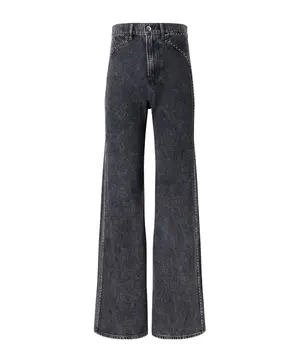 Veronica Beard Grant Studded High-rise Wide-leg Jeans - Black