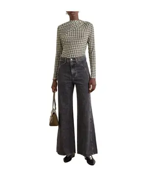 Veronica Beard Grant Studded High-rise Wide-leg Jeans