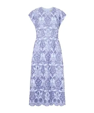 Rebecca Vallance Embroidered Cotton Midi Dress - Blue