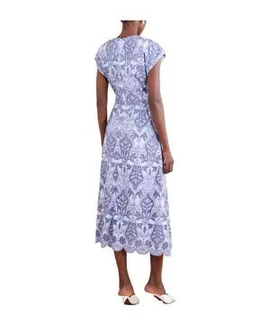 Rebecca Vallance Embroidered Cotton Midi Dress