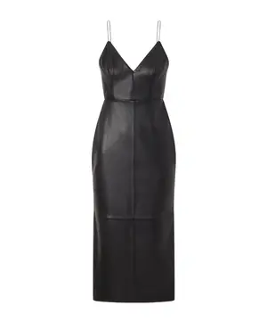 Alex Perry Leather Midi Dress - Black