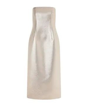 EMILIA WICKSTEAD Leila Strapless Metallic Cloqué Midi Dress