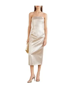EMILIA WICKSTEAD Leila Strapless Metallic Cloqué Midi Dress