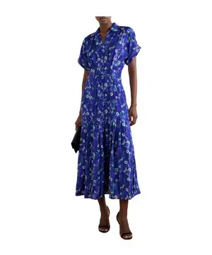 Saloni Floral-printed Chiffon Midi Dress