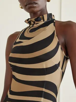 Emilio Pucci Pleated Printed Mesh Mini Dress