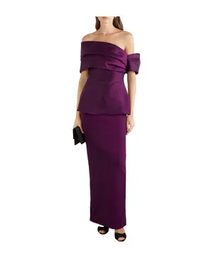 Solace Lucine Off-the-shoulder Satin-twill Gown