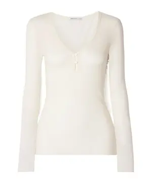 JAMES PERSE Ribbed Cotton And Cashmere Blended Top - White