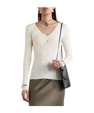 JAMES PERSE Ribbed Cotton And Cashmere Blended Top