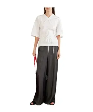 KALLMEYER Cairo Striped Silk And Cotton-poplin Wide-leg Pants