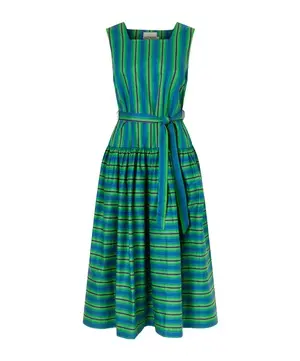 ALEMAIS Alemais Belted Striped Organic Cotton-Poplin Midi Dress No