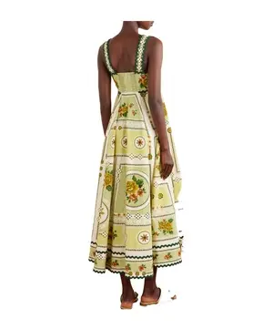 ALEMAIS Pleated Floral-print Cotton-poplin Midi Dress